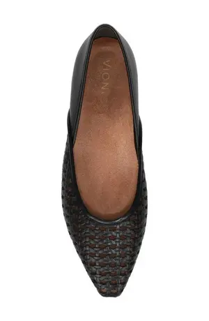 Vionic Gracia Leather Flat - Black Woven