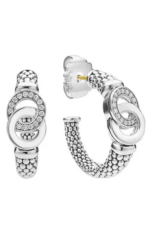 Lagos Signature Caviar Diamond Hoop Earrings