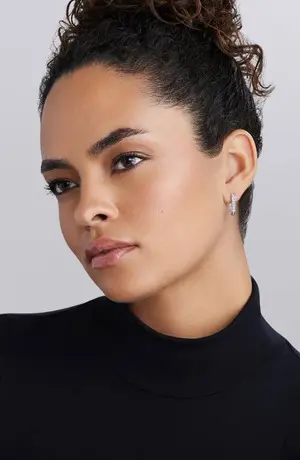 Lagos Caviar Spark Linear Diamond Hoop Earrings