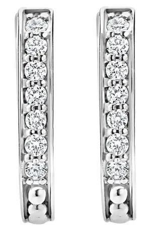 Lagos Caviar Spark Linear Diamond Hoop Earrings