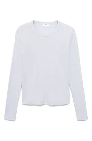 Mango Long Sleeve Cotton Rib T-shirt - Sky Blue