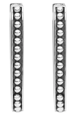 Lagos Signature Caviar Linear Hoop Earrings