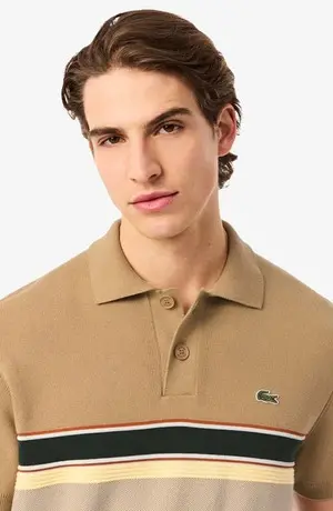 Lacoste Short Sleeve Cotton & Wool Polo Sweater