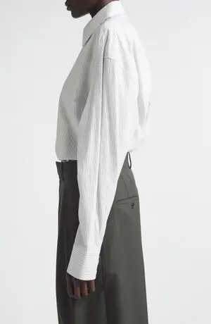 Saint Laurent Striped Cotton Longline Button-up Shirt