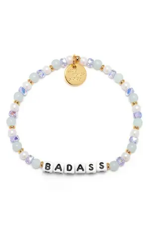 LITTLE WORDS PROJECT Badass Beaded Stretch Bracelet - White