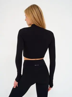 REVYVE ACTIVE Cropped Zip-up Jacket With Thumbholes