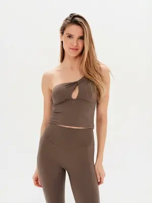 REVYVE ACTIVE Muse One-shoulder Tank - Walnut