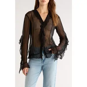 Staud Kellcy Ruffle Sleeve Top