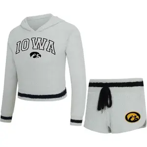 CONCEPTS SPORT Black Iowa Hawkeyes Whitley Long Sleeve Hoodie Top & Shorts Set - Gray