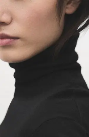 Mango Turtleneck Knit Sweater - Black