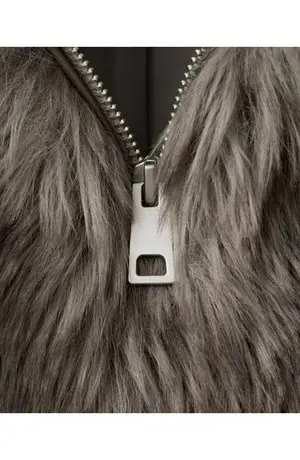Mango Faux Fur Front Zip Jacket