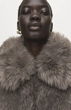 Mango Faux Fur Front Zip Jacket