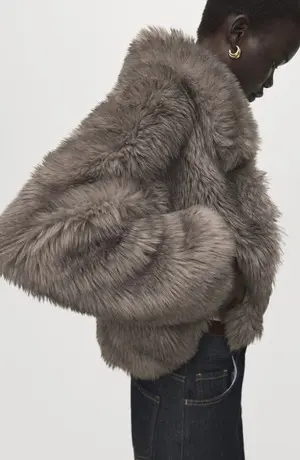 Mango Faux Fur Front Zip Jacket
