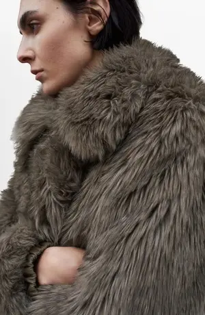 Mango Faux Fur Front Zip Jacket