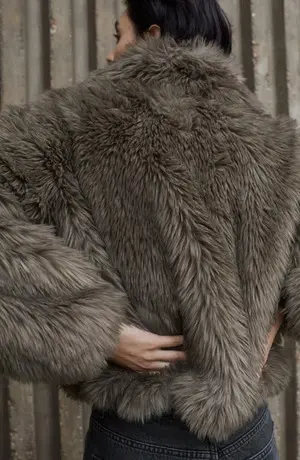 Mango Faux Fur Front Zip Jacket