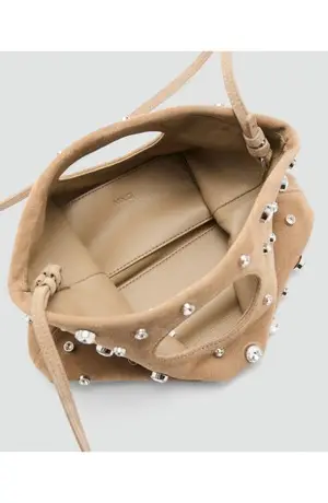 Mango Suede Studded Top Handle Bag