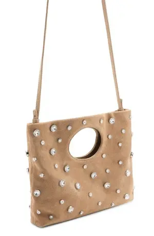 Mango Suede Studded Top Handle Bag