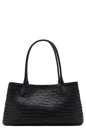 Mango Braided Leather Shoulder Bag - Black