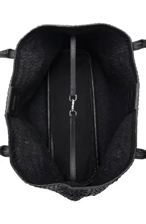 Mango Braided Leather Shoulder Bag - Black