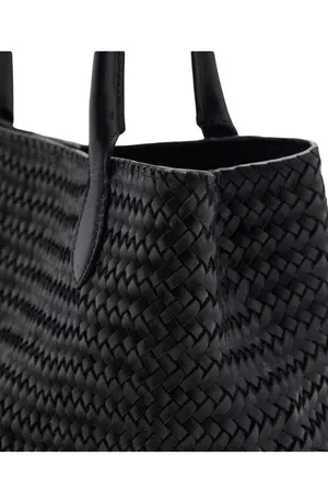 Mango Braided Leather Shoulder Bag - Black