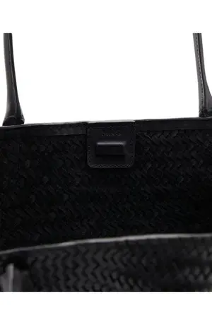 Mango Braided Leather Shoulder Bag - Black
