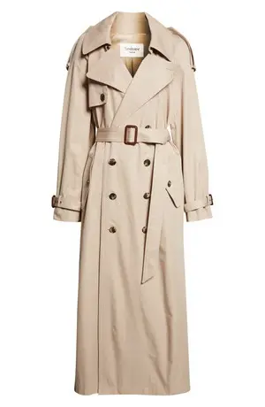 Saint Laurent Double-breasted Cotton Gabardine Trench Coat