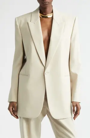 Saint Laurent One-button Wool Gabardine Blazer - Beige