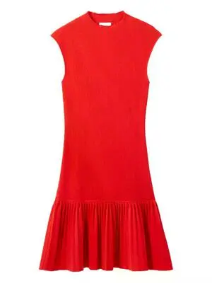Claudie Pierlot Sleeveless Knit Dress With Pleated Hem - Red