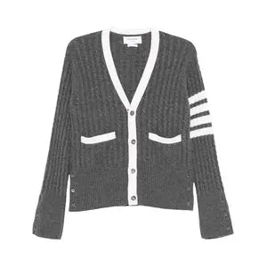 Thom Browne Cable Stitch V-neck Cardigan