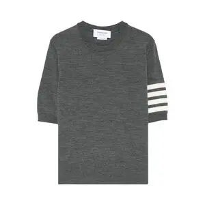 Thom Browne 4 Bar Wool Stripe Tee - Grey