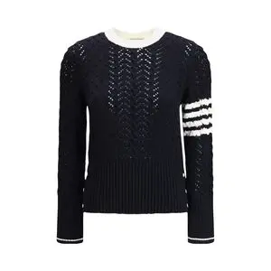 Thom Browne Cable Pointelle Stitch Pullover