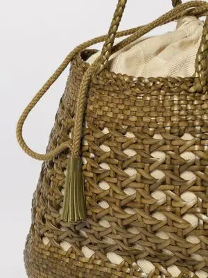 Dragon Diffusion Woven Leather Bucket Bag - Green