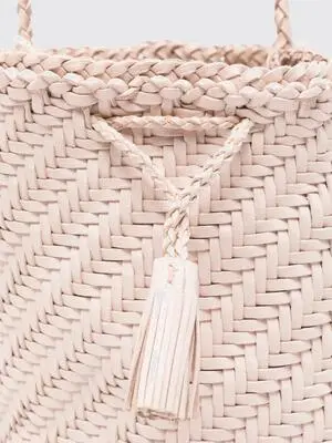 Dragon Diffusion Pompom Double Jump Woven Leather Bag - Nude