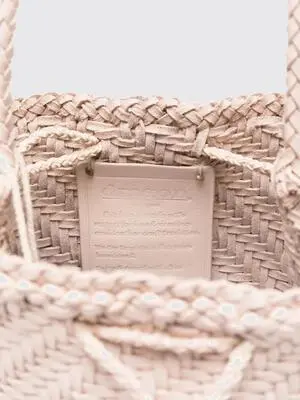 Dragon Diffusion Pompom Double Jump Woven Leather Bag - Nude