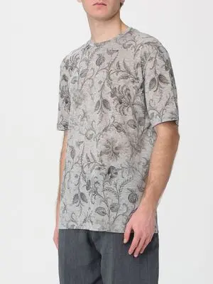Etro Cotton T-shirt With Paisley Print - Grey