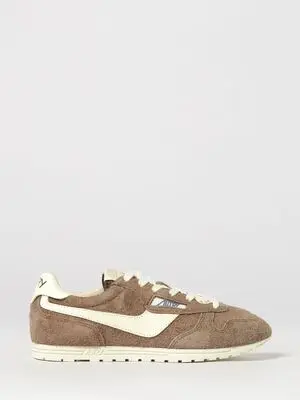 AUTRY Windspin Leather And Laminated Leather Lace-up Sneakers With Carved Logo - Brown