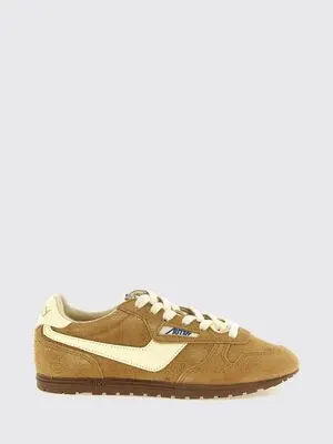 AUTRY Windspin Leather And Laminated Leather Lace-up Sneakers With Carved Logo - Camel