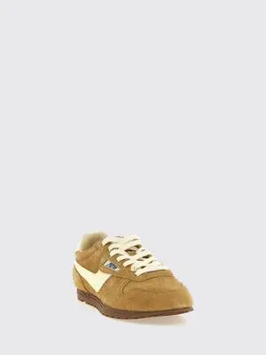 AUTRY Windspin Leather And Laminated Leather Lace-up Sneakers With Carved Logo - Camel