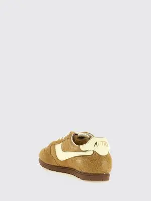 AUTRY Windspin Leather And Laminated Leather Lace-up Sneakers With Carved Logo - Camel