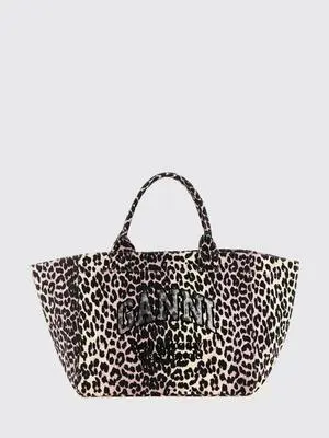 GANNI Ganni Animal Print Canvas Tote Bag Violet