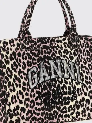 GANNI Animal Print Canvas Tote Bag