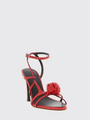 ROTATE BY BIRGER CHRISTENSEN Leather Stiletto Sandals With Knot Detailing - Red
