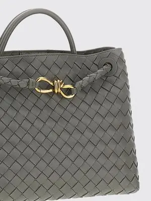 Bottega Veneta Woven Handbag With Gold Tone Detail - Grey