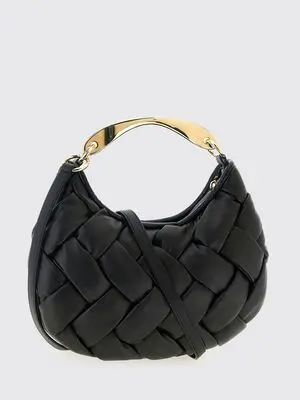 TWINSET Woven Faux Leather Hobo Bag With Metal Handle - Black