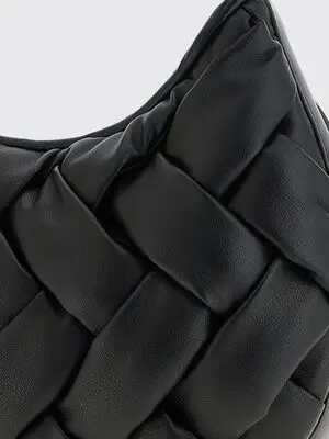 TWINSET Woven Faux Leather Hobo Bag With Metal Handle - Black