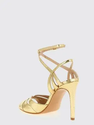 TWINSET Laminated Leather Python Print Stiletto Sandals - Platinum