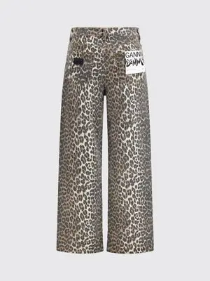 GANNI Animal Print Wide-leg Jeans