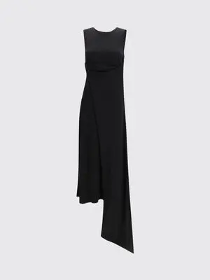 AMI Paris Asymmetric Viscose Blend Midi Dress - Black