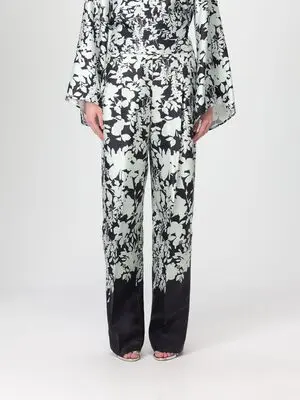 Agnona Wide Leg Floral Trousers - Black