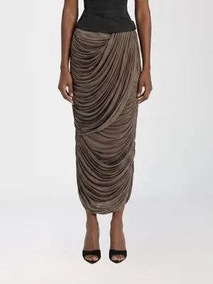 Magda Butrym Draped Stretch Cupro Midi Skirt - Brown